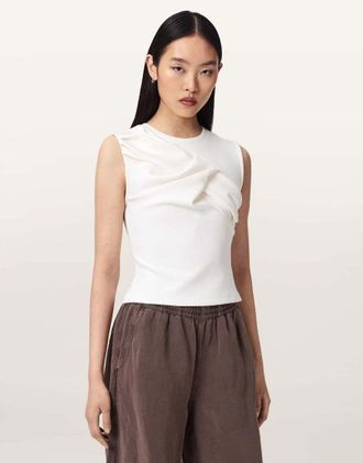 AllSaints Nella - Tanktop in Fossil-Wei&szlig;