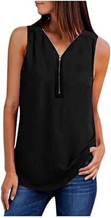 Generic Debardeur Femme Chic et &eacute;l&eacute;gant Chemisier sans Manche D&eacute;bardeur Court Top Ete Haut Chic et Elegant Caraco Vetement Femme Tee Shirt sans Manche Fluide 