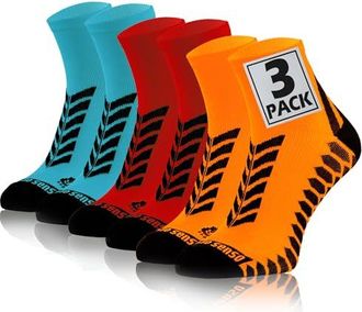 Sesto Senso Chaussettes Sport de Course Colorées Femme Homme Lot de 3 Paires Rouge Bleu Orange 43-47 3 Pack Rouge