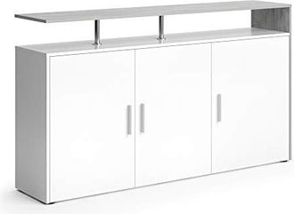 Vicco Commode Amato, Blanc/Béton, 160 x 91.6 cm