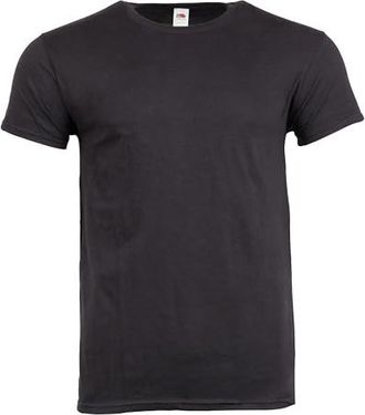 Fruit Of The Loom T-shirt pour homme 100 % coton - T-shirt Iconic T avec anneau en coton filé - Léger, aéré et doux - Taille haute, Noir (1 pièce), M