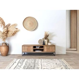 BOBOCHIC Meuble TV 2 portes 140 cm BERGERAC bois massif de manguier