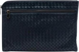 Bottega Veneta Pre-owned Pochette en cuir Nappa tress&eacute; - Femme - Pre-owned - Bleu - Taille: ONE Size