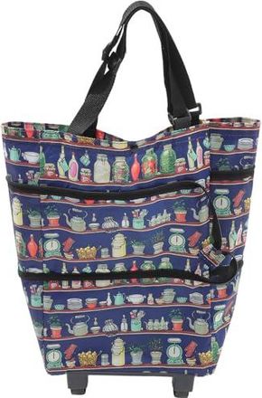 NUOBESTY Chariot de Courses Pliable &agrave; Roulettes avec Paquet en Tissu Oxford 5 Compartiments L&eacute;ger et Portable Cabas &agrave; Roulettes pour &Eacute;picerie et Voyage Poign&eacute;e