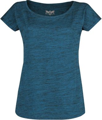 Black Premium by EMP Damen blaues T-Shirt in Melange-Optik L
