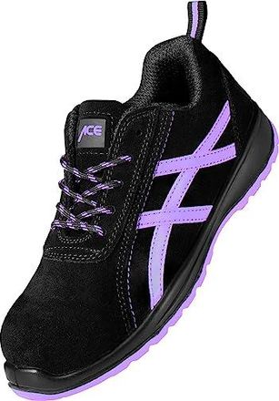 Ace Aurora Chaussures de Travail pour Femmes - Chaussures de sécurité Sportives pour Le Travail - S1 SRA - Noir/Lilas - 39
