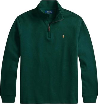 Polo Ralph Lauren Homme, Pulls, Vert, Taille: XL Pull en maille &agrave; quart de zip Estate-Rib