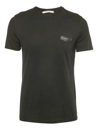 Givenchy T-Shirt mit Lederapplikation - Schwarz