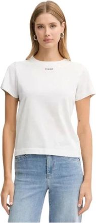 Pinko Pinko, Femme, Tops, Blanc, Taille: 38 FR Mini Logo T-shirt