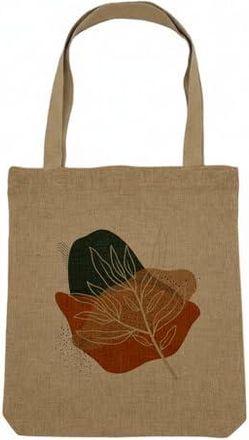 Fabulous Sac Shopping Tote Bag Aspect Lin - Feuille dArbre Style rustique Minimaliste - Sac de Courses Toile Epaisse 360g Beige Naturel Cabas Port&eacute; Epaule Soli