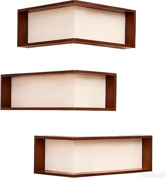 Generic Your Space, 3er-Set Schwebende Eckregale, Wandregal Aus Holz, Beleuchtete Regale F&uuml;r Figuren Und Sammlerst&uuml;cke, Ausstellungsst&auml;nder F&uuml;r Ornamente