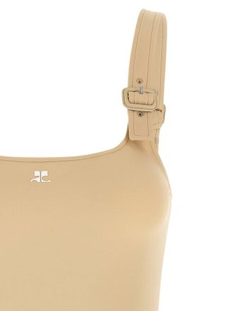Courr&egrave;ges Cut-Out Bodysuit - Beige