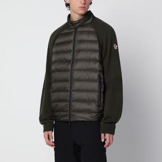 Moncler Dark grey padded zip-up cardigan in wool blend