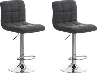 Clp Lot de 2 Tabourets de bar Peru en Tissu Piètement Métal Pivotant et Ajustable Gris clair