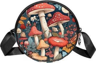 Generic Sac &agrave; bandouli&egrave;re rond rond pour femme, petit sac &agrave; bandouli&egrave;re champignon avec fermeture &eacute;clair, bretelles r&eacute;glables, d&eacute;contract&eacute; pour femmes et fill