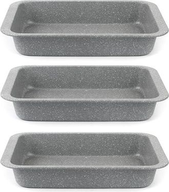 Salter Salter Marble 3-teiliges Bräterset - Set aus 3 Antihaft-36-cm-Fleischbrätern, Robuster Kohlenstoffstahl, Ofenfest bis 220 °C, Leicht zu reinigen, Lang