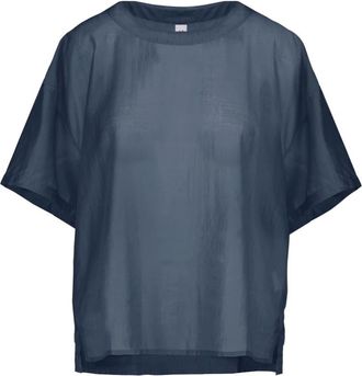 Bomboogie Femme, Blouses et Chemises, Bleu, Taille: 42 FR Chemisier ample en voile de Lyocell