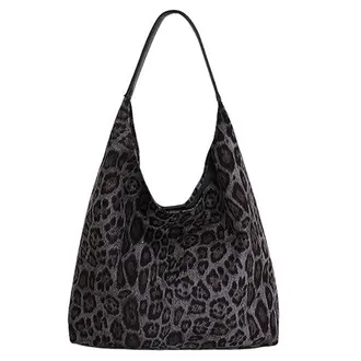 Generic Grand sac fourre-tout r&eacute;tro en daim synth&eacute;tique pour femme (noir)