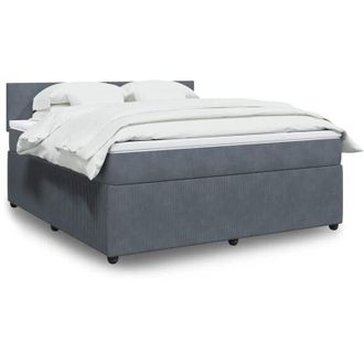 vidaXL Boxspringbett mit Matratze Dunkelgrau 180x200 cm Samt Vidaxl