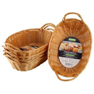 KESPER | Brot- und Obstkorb, 5er Pack, Material: Kunststoffgeflecht, Ma&szlig;e: 29 x 18cm / Griffh&ouml;he: 13cm, Farbe: Braun |1783615