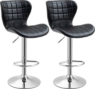 HOMCOM Homcom - Lot de 2 tabourets de bar design contemporain hauteur dassise réglable 59-81 cm pivotant 360° pu noir
