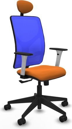 Piqueras y Crespo Isomalla Motilla Stuhl mit wei&szlig;en und schwarzen Armlehnen, h&ouml;henverstellbare Lendenwirbelst&uuml;tze und festes Kopfteil, ausgestattet mit 3 Positionen, Bl