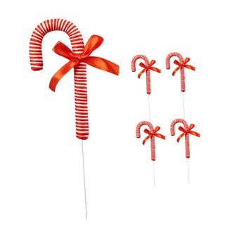 Aboofan 5 St&uuml;ck Weihnachtsdekorations mit Gestreiften Schleifen und Kr&uuml;ckenform Langlebige Baumh&auml;nger f&uuml;r Baum und Fensterdeko Festliche Weihnachts und Partyd