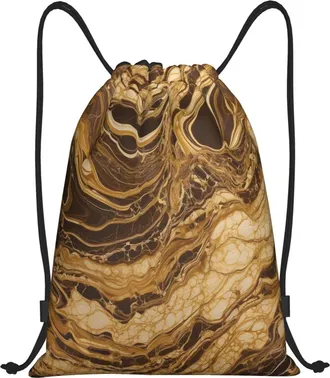 Generic Goldener Marmor-Druck Zuziehbeutel Daypack Kordelzug Leicht Sportbeutel for Schwimmen Herren Strand 36X42Cm