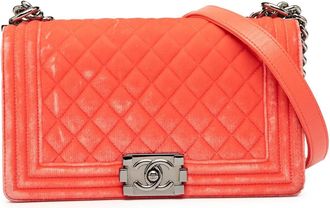 Chanel Hobo Bags - Old Medium Quilted Velvet Boy Flap - Gr. unisize - in Orange - für Damen