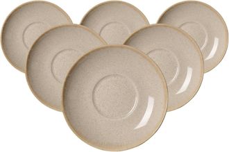 Ritzenhoff & Breker Sahara Kaffeeuntertassen 6er Set | 14,5 cm | Rustikaler Handmade-Look durch Reaktivglasur, Sanfte Sandt&ouml;ne | Porzellan, Sp&uuml;lmaschinenfest | Creme