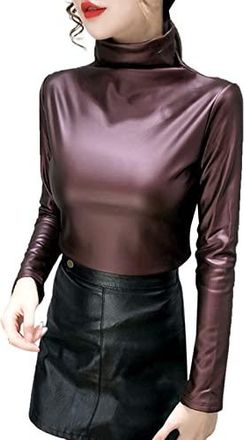 Generic sous Pull Femme Haut Thermique Femme sous Pull Thermique Femme Doux Glamour Haut Thermique Col Semi Roulant Doubl&eacute; Polaire sous Couche Bross&eacute;e Ultra C