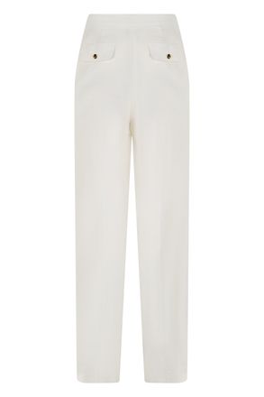 Elisabetta Franchi Womens Straight Trousers High-Waisted Ivory Linen