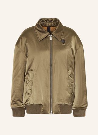 Blauer Satinblouson Savin gruen