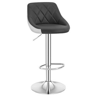 Woltu Tabouret Bar, Chaise Haute Bar, Tabouret en Similicuir, R&eacute;glable en Hauteur, avec Dossier, Repose-Pieds, Chaise Haute Cuisine, Gris+Blanc, BH30grw-1
