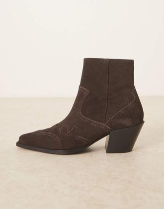 Asos Kubanische Stiefel aus braunem Leder-Brown