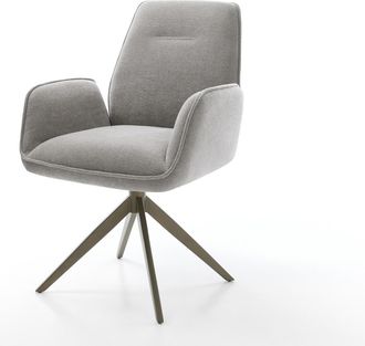 DELIFE Drehstuhl Zoa-Flex Strukturstoff Soft Grau Kreuzgestell breit Effektfinish Titan 360&deg; drehbar Wippfunktion Taschenfederkern, Esszimmerst&uuml;hle
