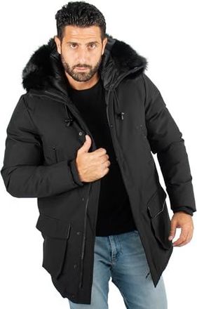 Paragoose Parka noir Homme à Capuche avec Fourrure Synthétique noire - Élégance et Confort pour lHiver
