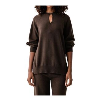 Max Mara Pull &agrave; capuche en laine et cachemire - Femme - Pulls - Brun - Taille: 42 FR