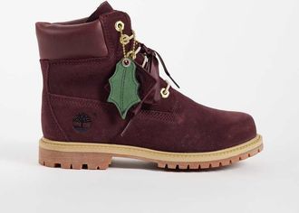 Timberland bottes premium 6 pouces imperm&eacute;ables en daim bordeaux-Rouge