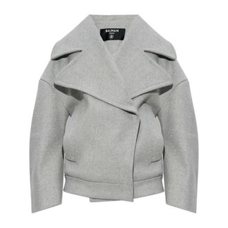 Balmain Femme, Vestes, Gris, Taille: 38 FR Caban en laine