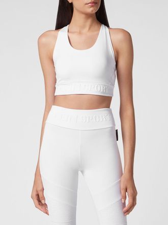 Plein Sport Sportliches Cropped-Top aus Jersey von mit d&uuml;nnen Tr&auml;gern
