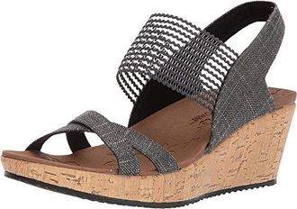 Skechers Beverlee - High Tea, Sandales Bout Ouvert Femme, Noir (Black), 39.5 EU