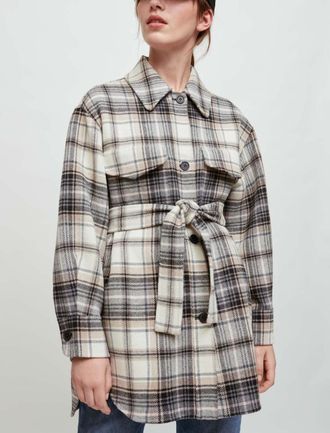Maje Surchemise &Agrave; Carreaux - Beige - Taille 0 - Maje
