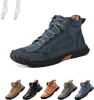 Generic Olveros Bottes confortables en cuir pour homme, faites à la main, bottes imperméables avec soutien de la voûte plantaire, large boîte pour orteils et 