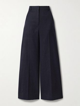 Stella McCartney Hose Mit Weitem Bein Aus Woll-twill Mit Falten - Blau