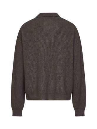 Uma Wang Mens Ribbed Polo Shirt Brown Viscose Knitwear Sweater