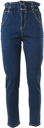 JOPHY & CO. Pantalon femme en coton taille haute, avec ou sans clous, disponible en plusieurs couleurs., Code 149 Bleu, L