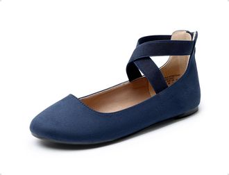 Dream Pairs Damen Bequeme Ballerinas Mode Flache Schuhe mit Knöchelwickel und elastischen Kreuzträgern NAVI 40 (EUR) Sole_Stretchy-E