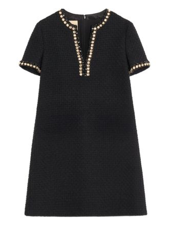 Valentino Garavani Besticktes Canestrello-Tweed-Minikleid - Schwarz