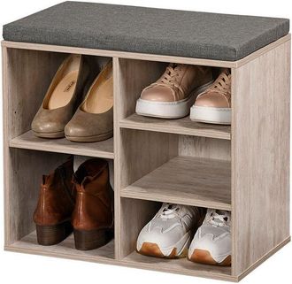 KESPER Meuble &agrave; chaussures en bois avec coussin dassise - Marron - l 51,5 x h 48 cm - Livraison gratuite